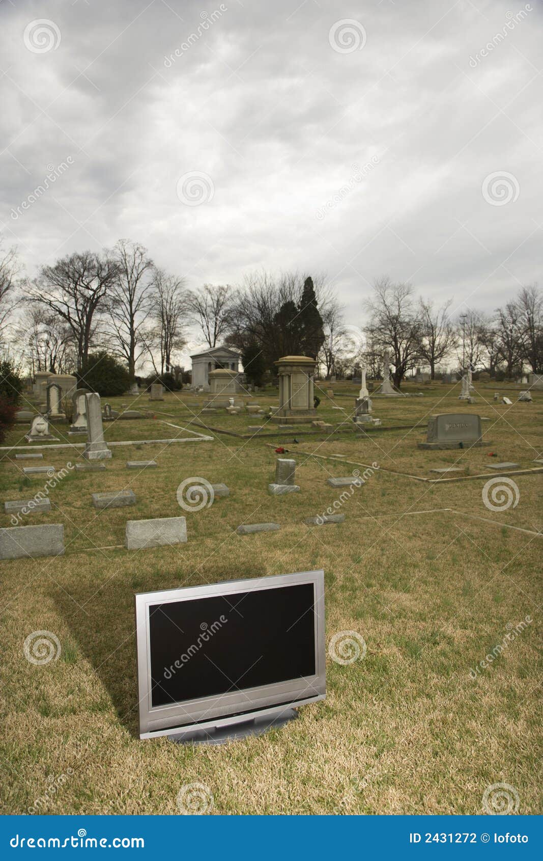 Television in graveyard. editorial photography. Image of tech - 2431272