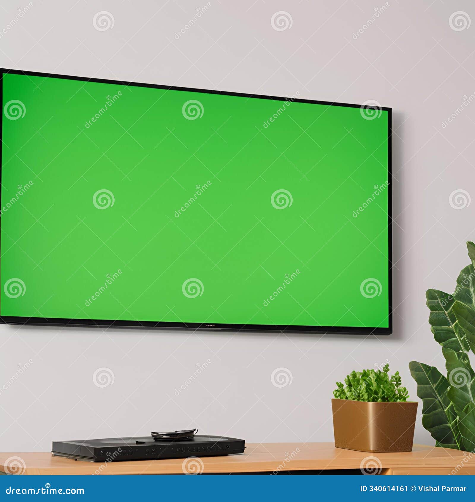 Television with Green Screen Display for Customizable Content Stock ...