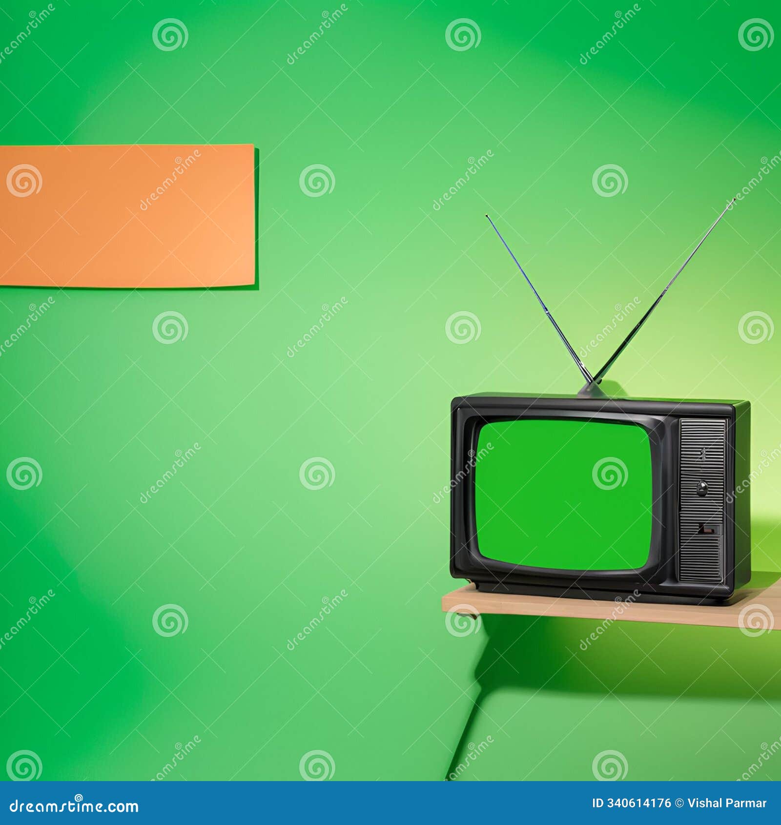 Television with Green Screen Display for Customizable Content Stock ...