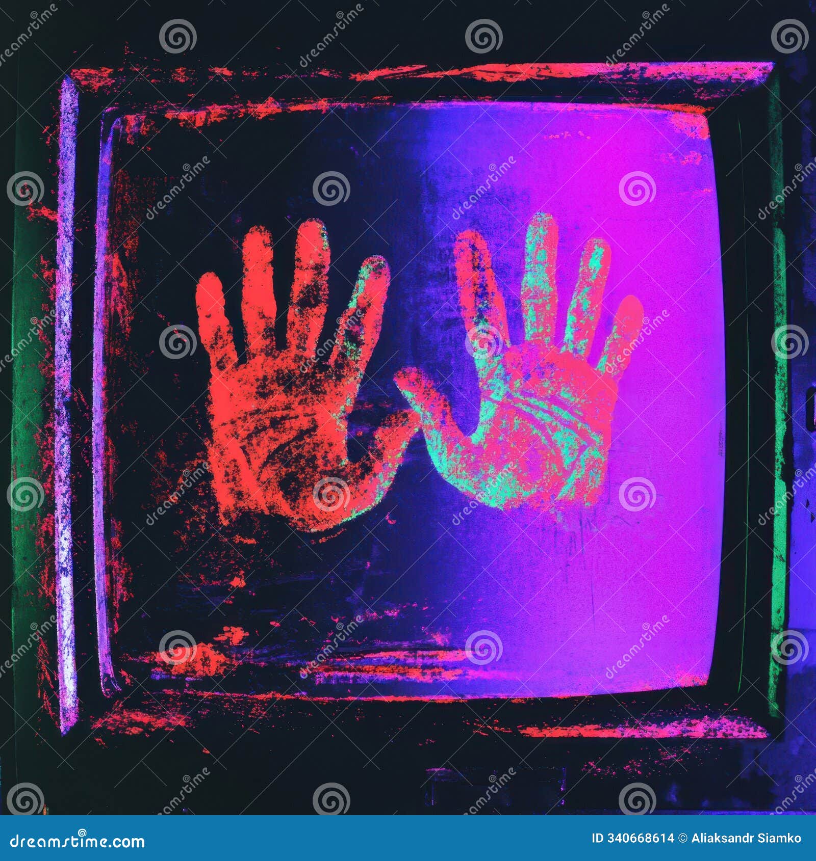 A Television with a Hand Print on it Stock Illustration - Illustration ...