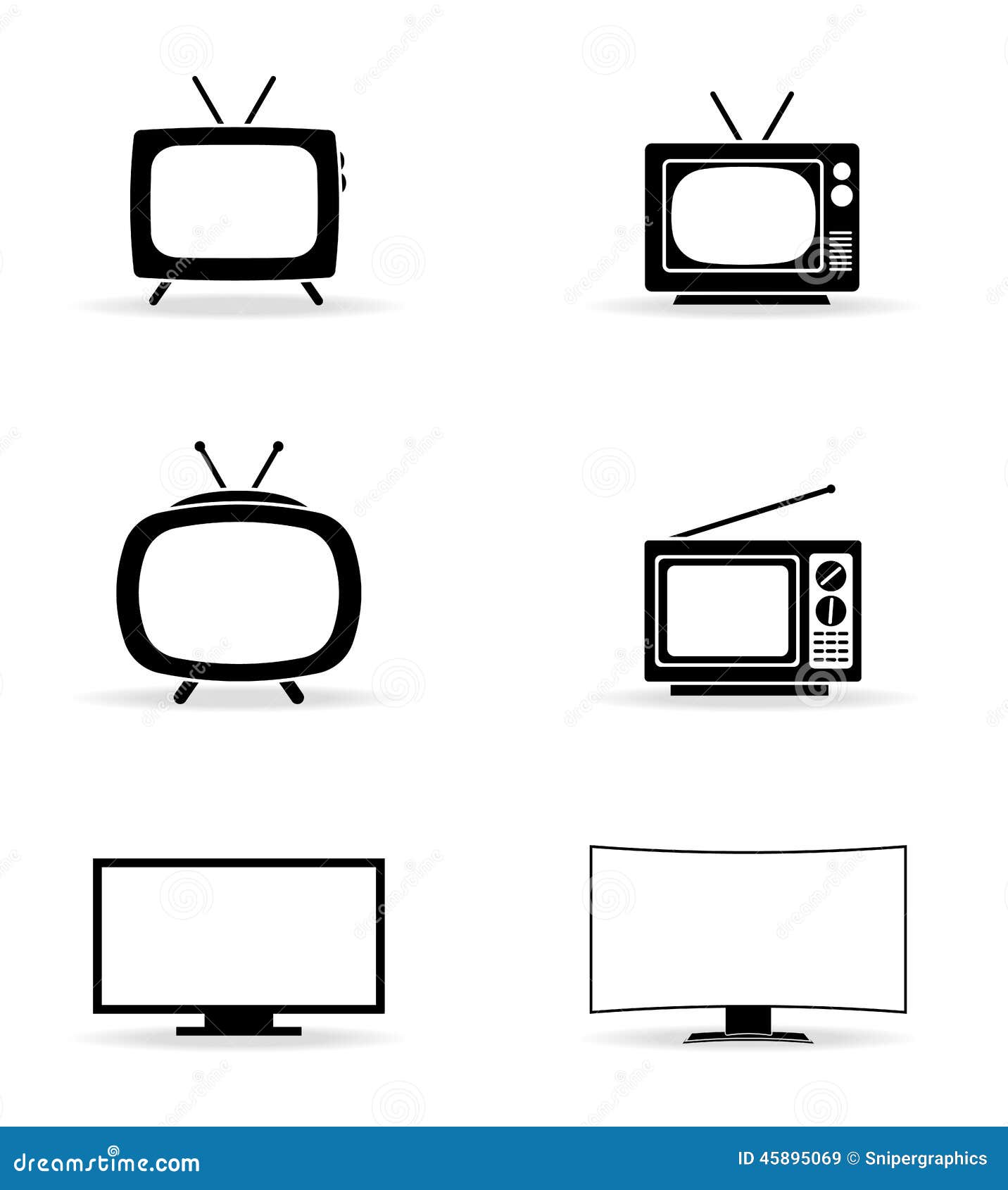 Television Icons Set Vector Stock Vector - Illustration of classic ...