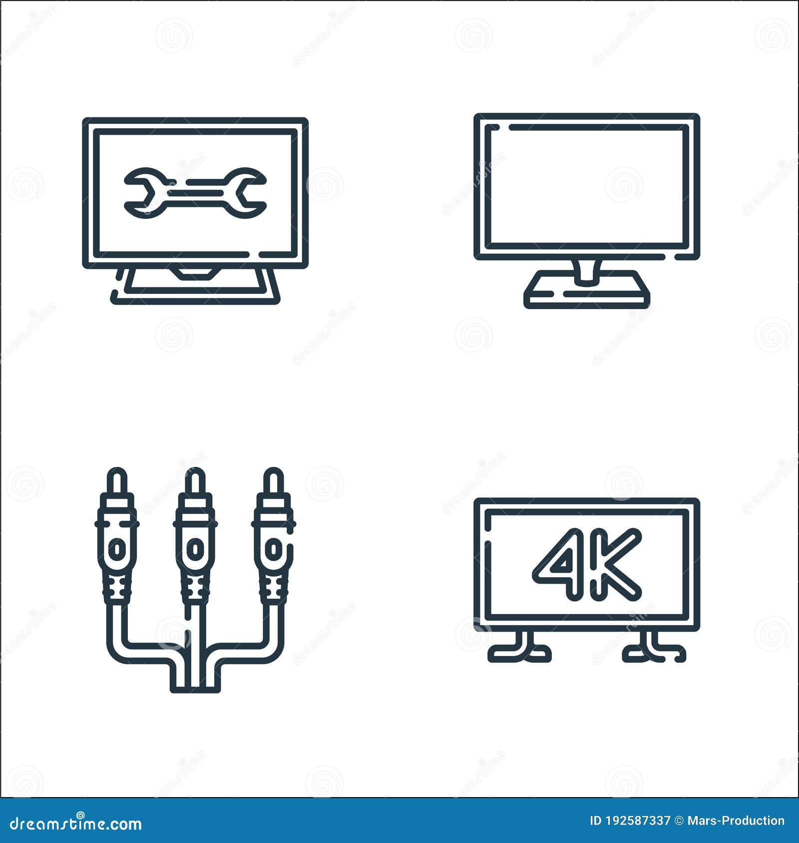Television Line Icons. Linear Set Stock Vector - Illustration of letter ...