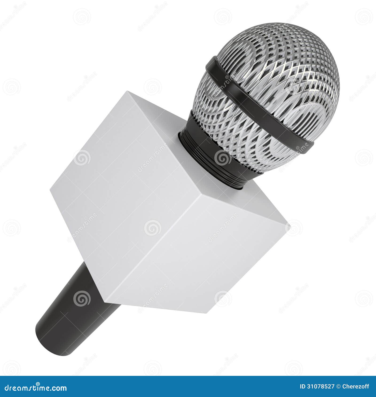 Television Microphone with Blank Advertising Cube Stock Illustration ...