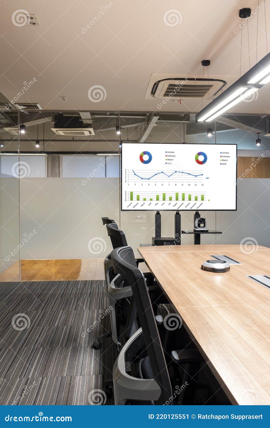 Television with Presentation Slideshow in Meeting Room Stock Image ...