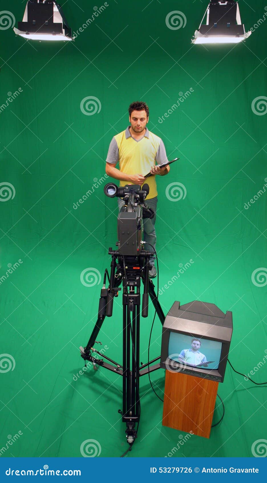 Television Presenter on Green Screen Stock Photo - Image of piece ...