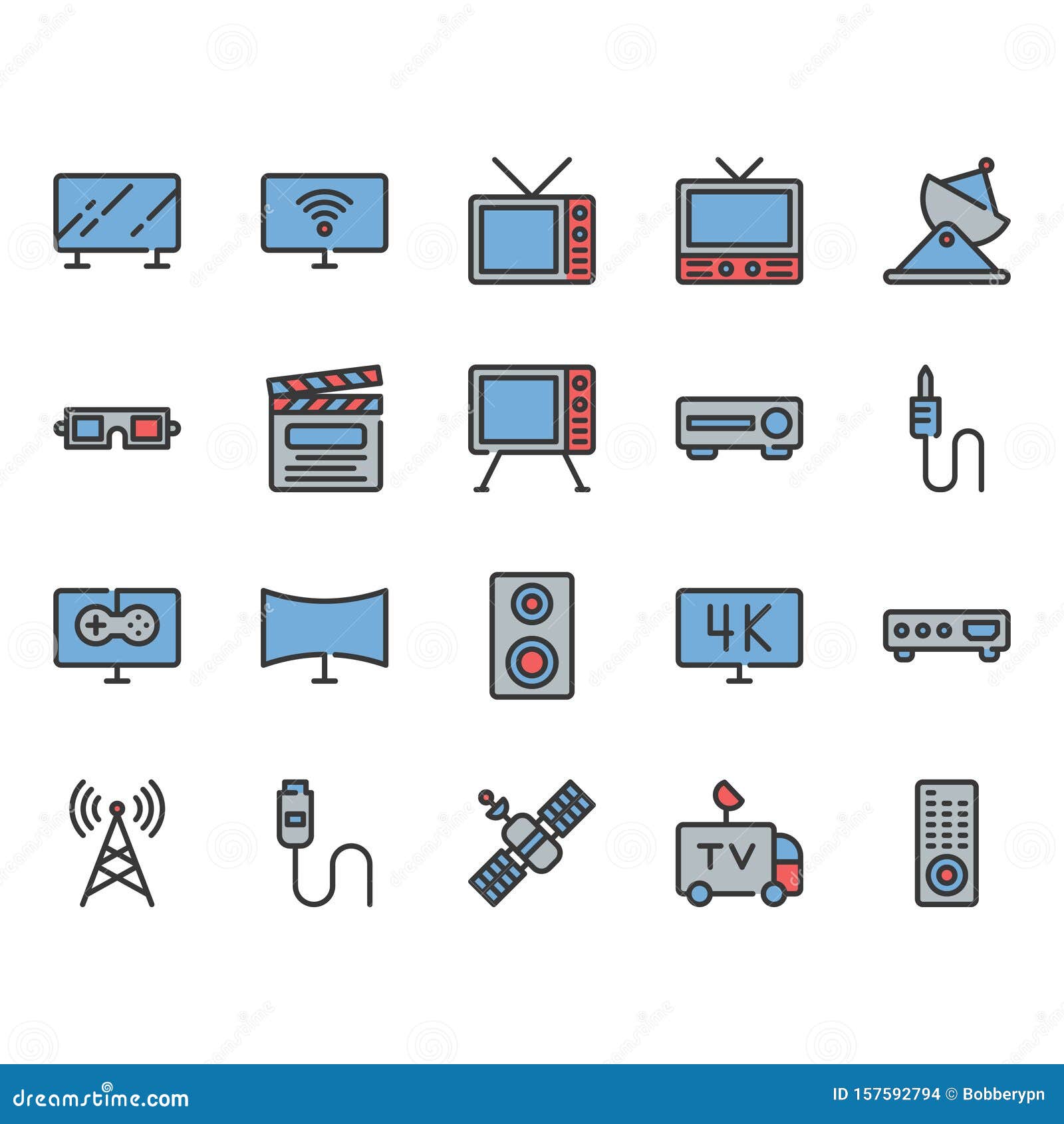Television Related Icon Set. Vector Illustration Stock Vector ...
