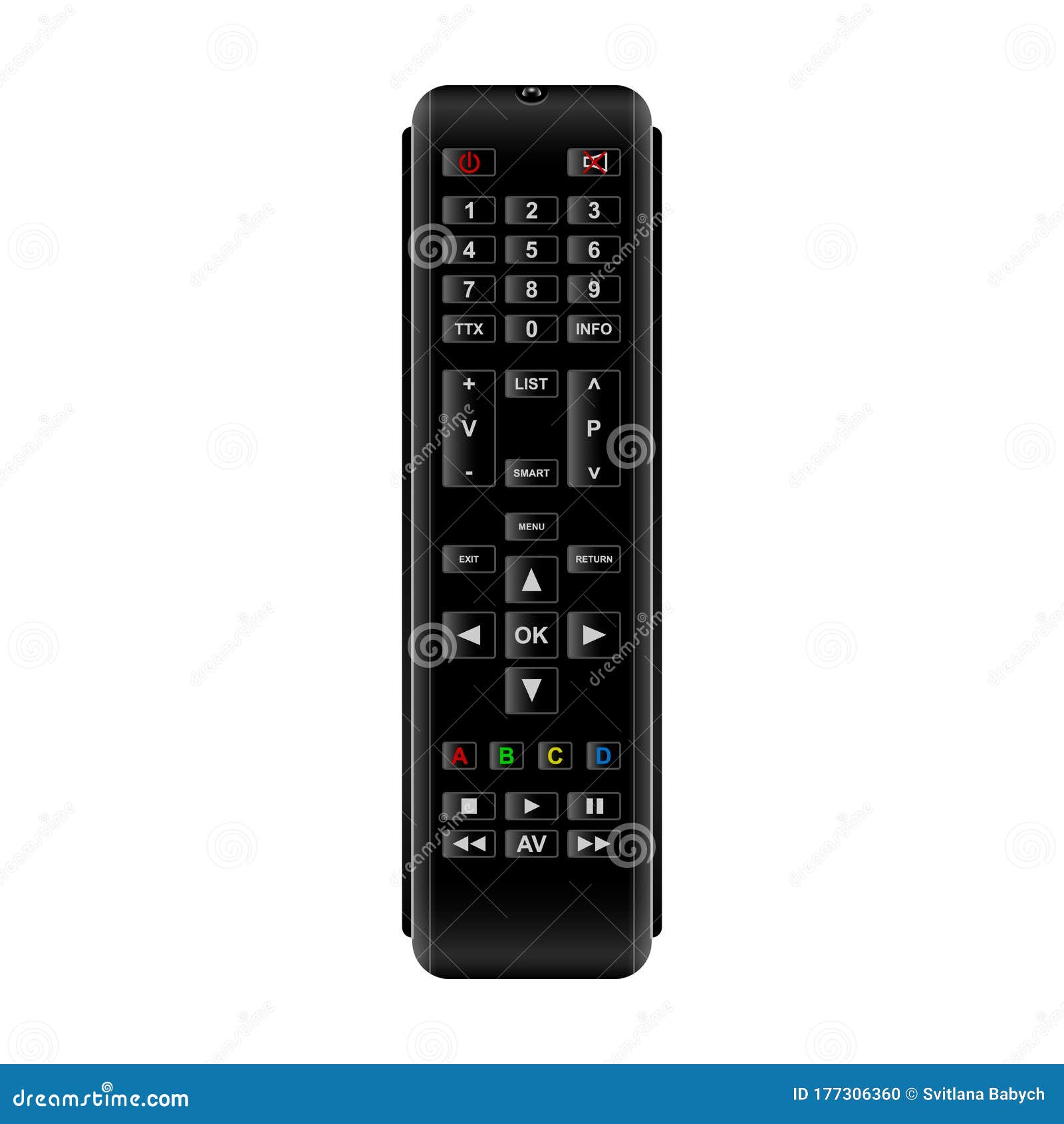 Television Remote Vector Icon. Realistic Vector Icon Isolated on White ...