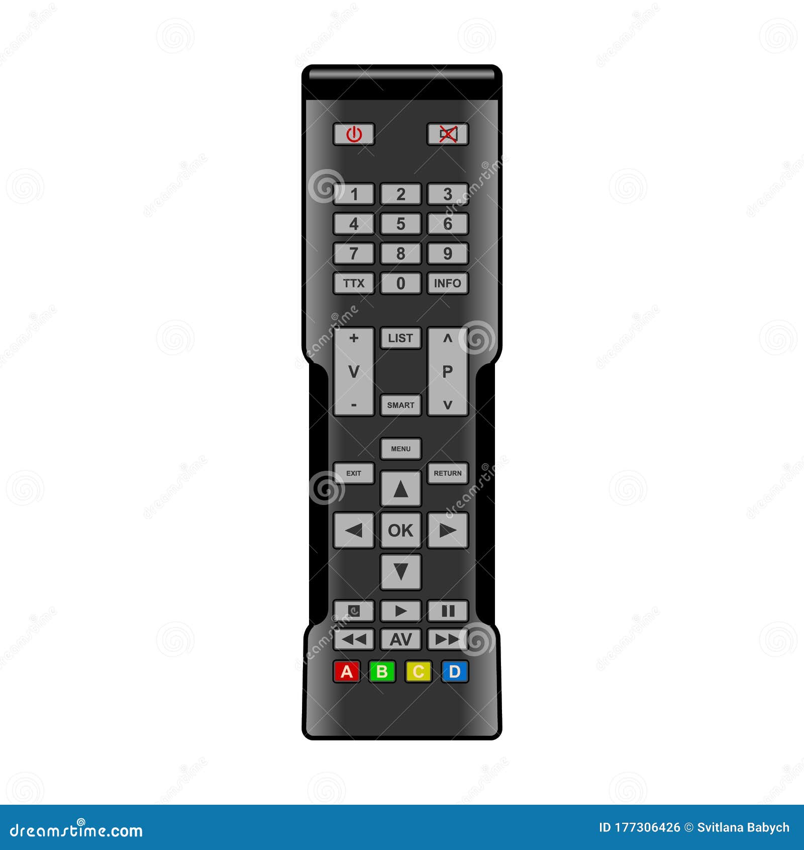 Television Remote Vector Icon. Realistic Vector Icon Isolated on White ...