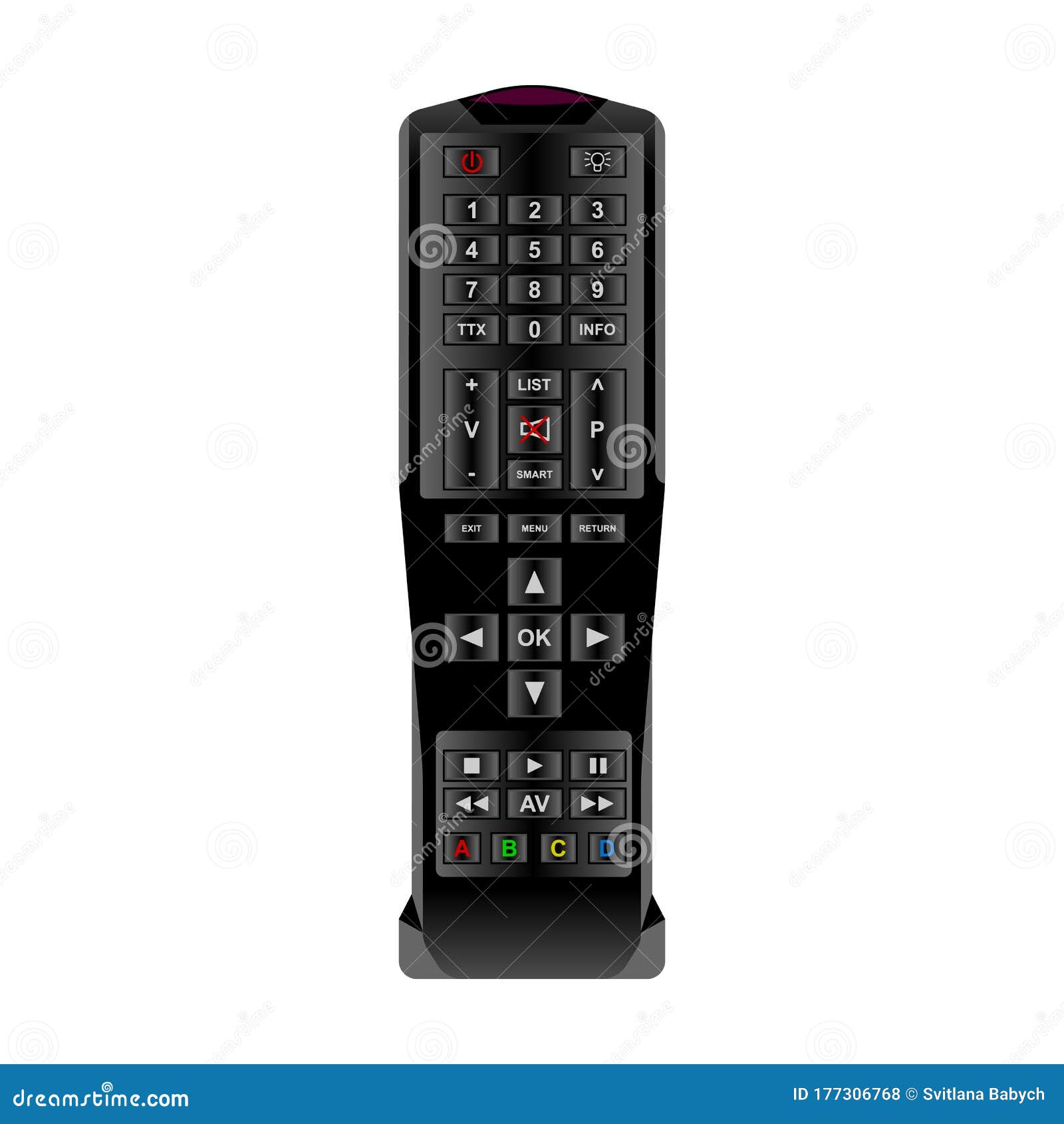 Television Remote Vector Icon. Realistic Vector Icon Isolated on White ...