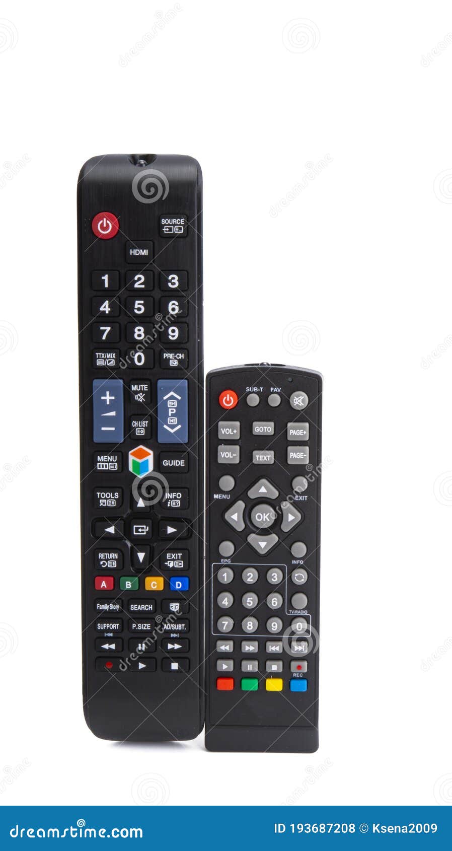 Television Remotes Isolated Stock Photo - Image of multimedia, infrared ...