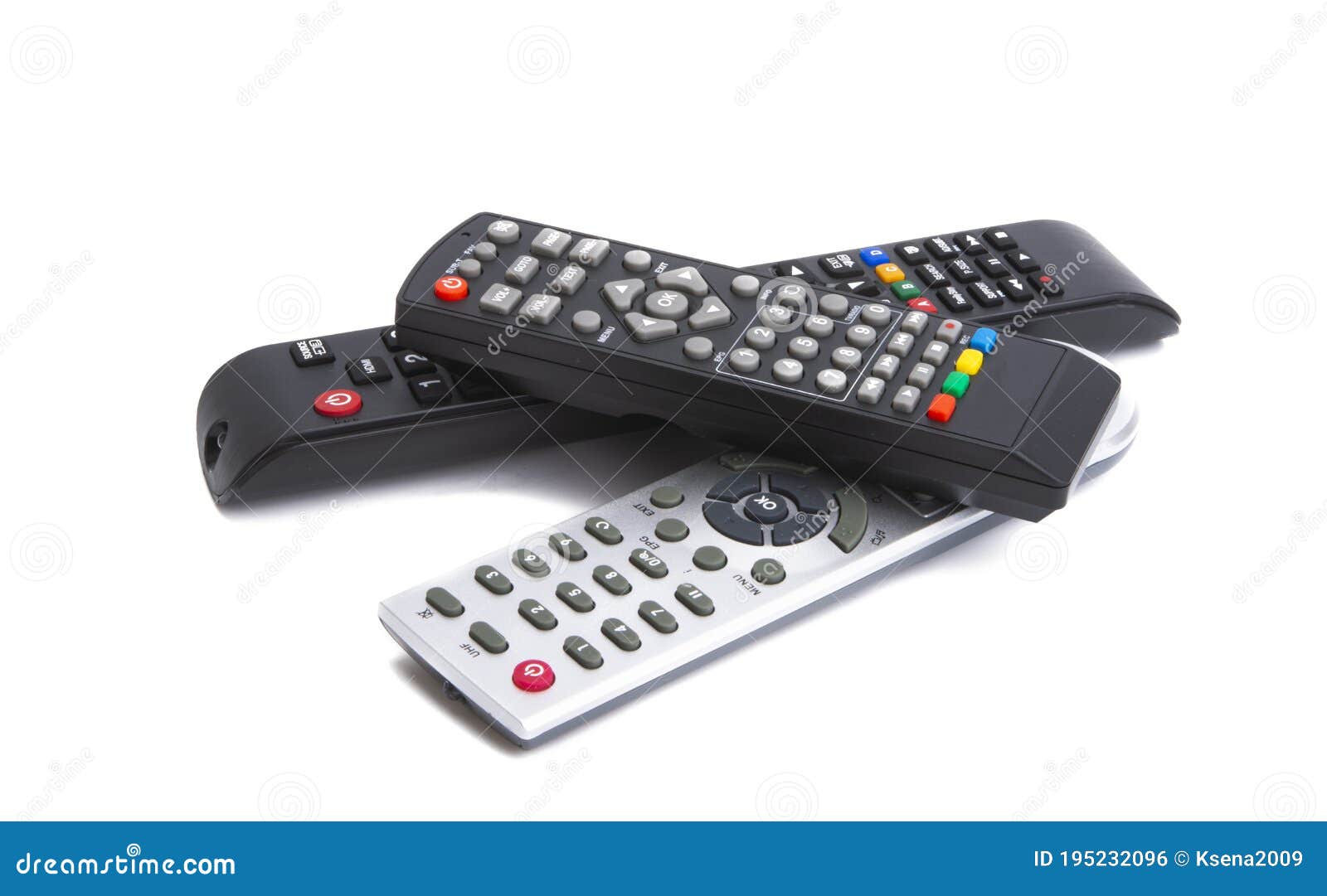 Television Remotes Isolated Stock Photo - Image of background, power ...