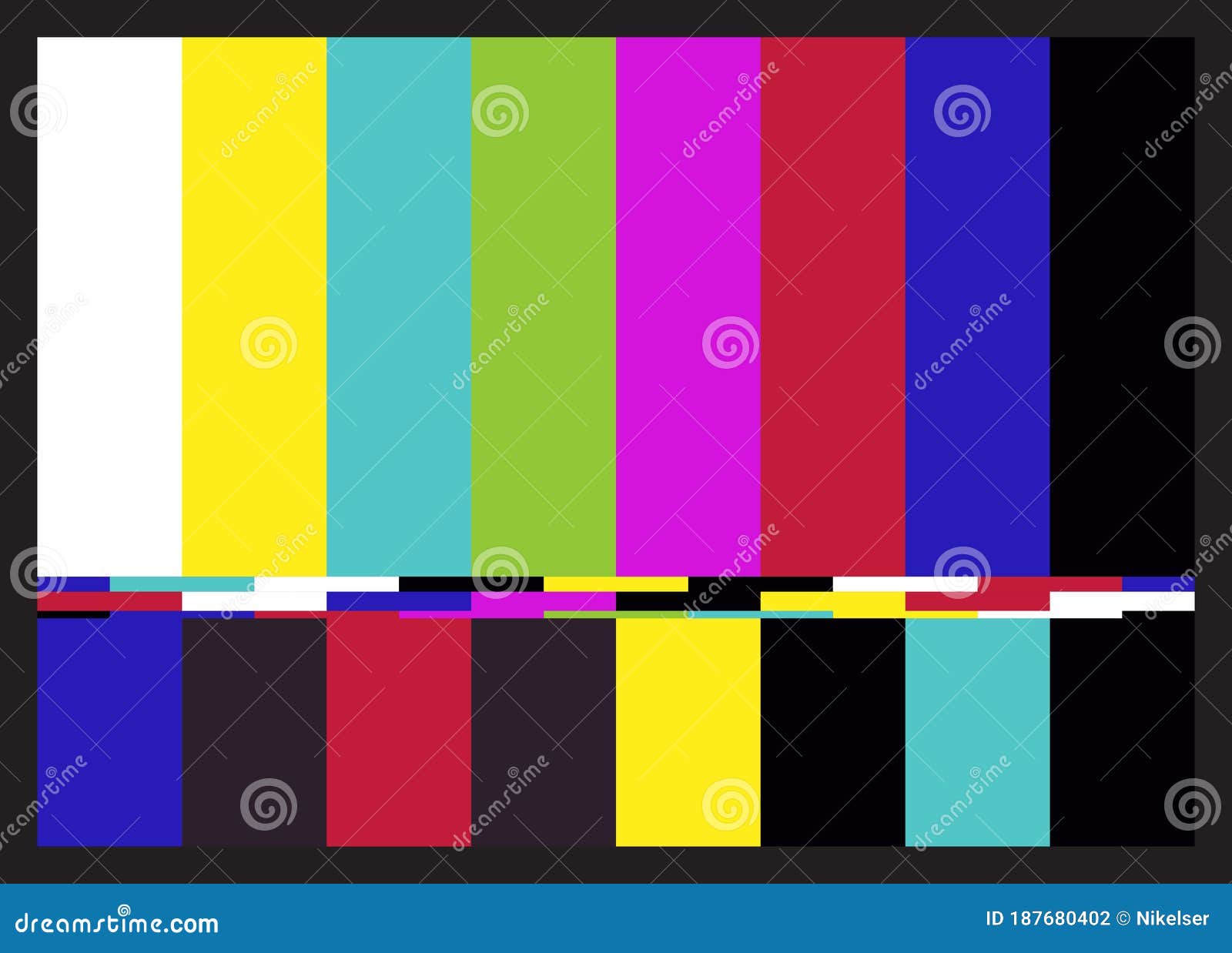 Retro Tv Test Screen. Old Calibration Chip Chart Pattern Cartoon Vector ...