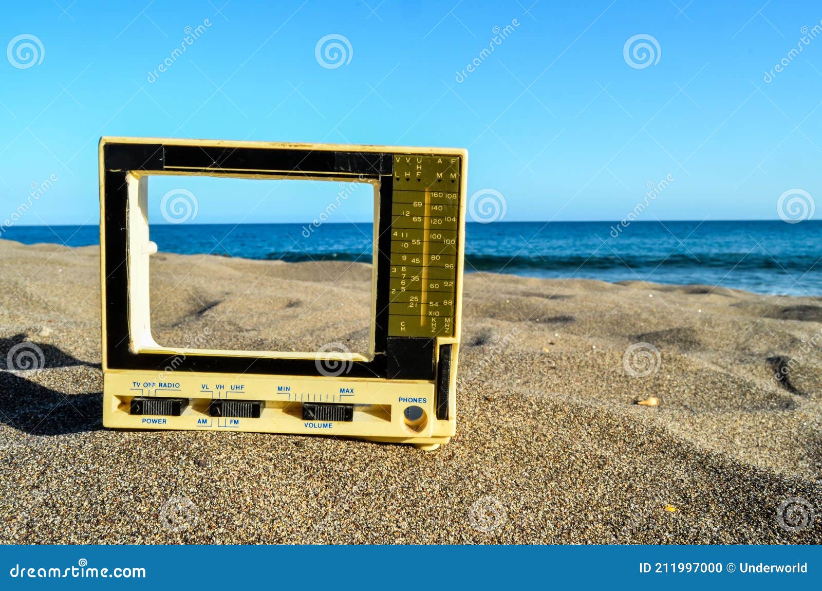 Television on the Sand Beach Stock Photo - Image of vacation, coast ...