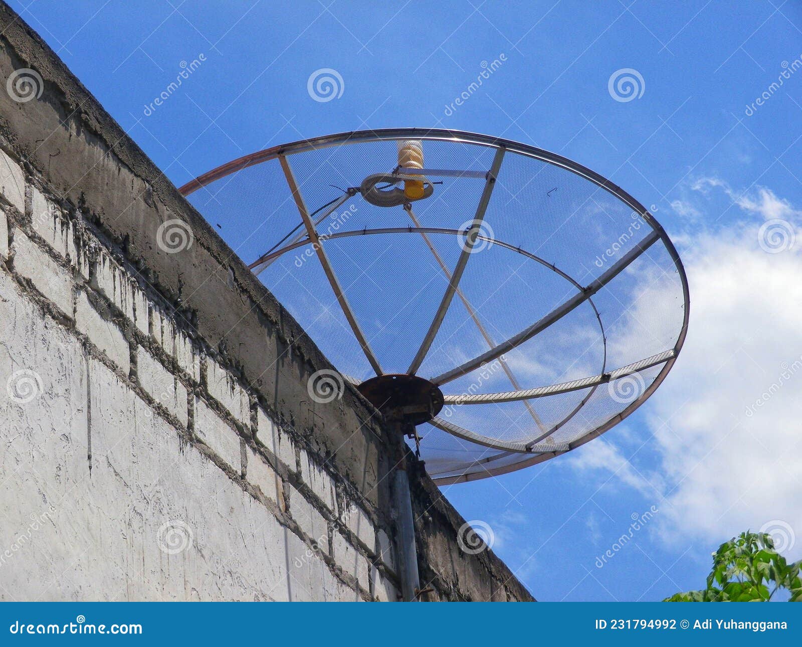 Television Satellite Dish Installed Above the House Stock Photo - Image ...