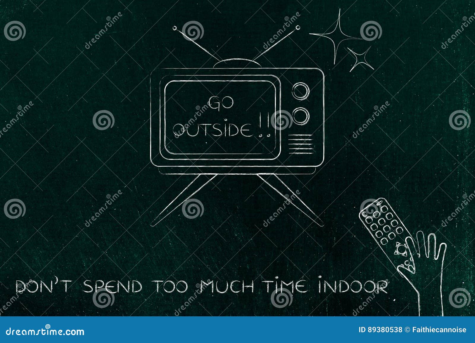 Television Screen with Message Go Outside Stock Illustration ...