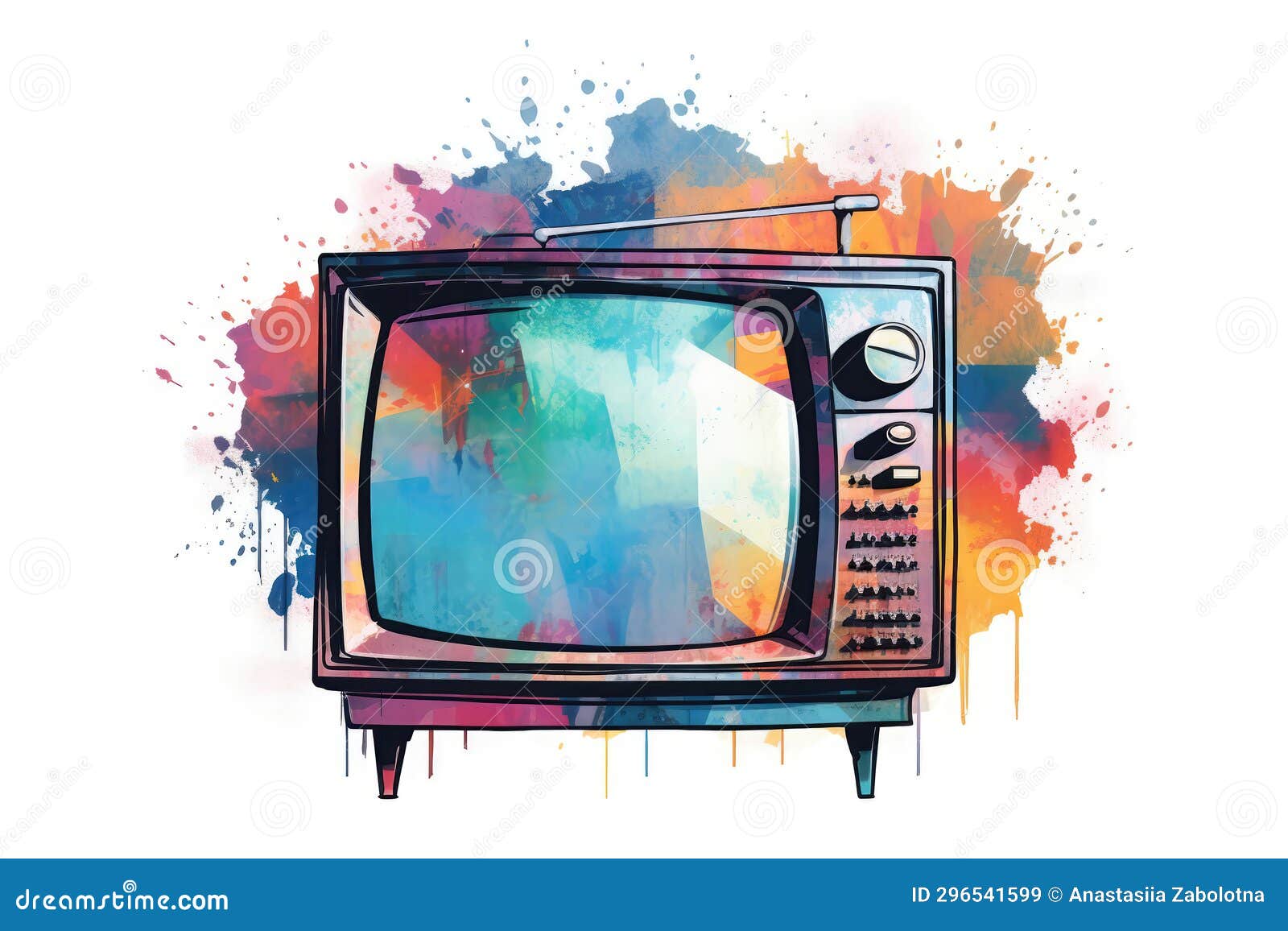 Television Sticker on White Background. Generative AI Stock ...