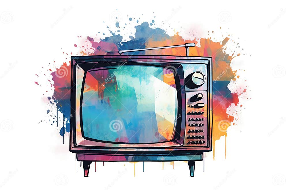 Television Sticker on White Background. Generative AI Stock ...