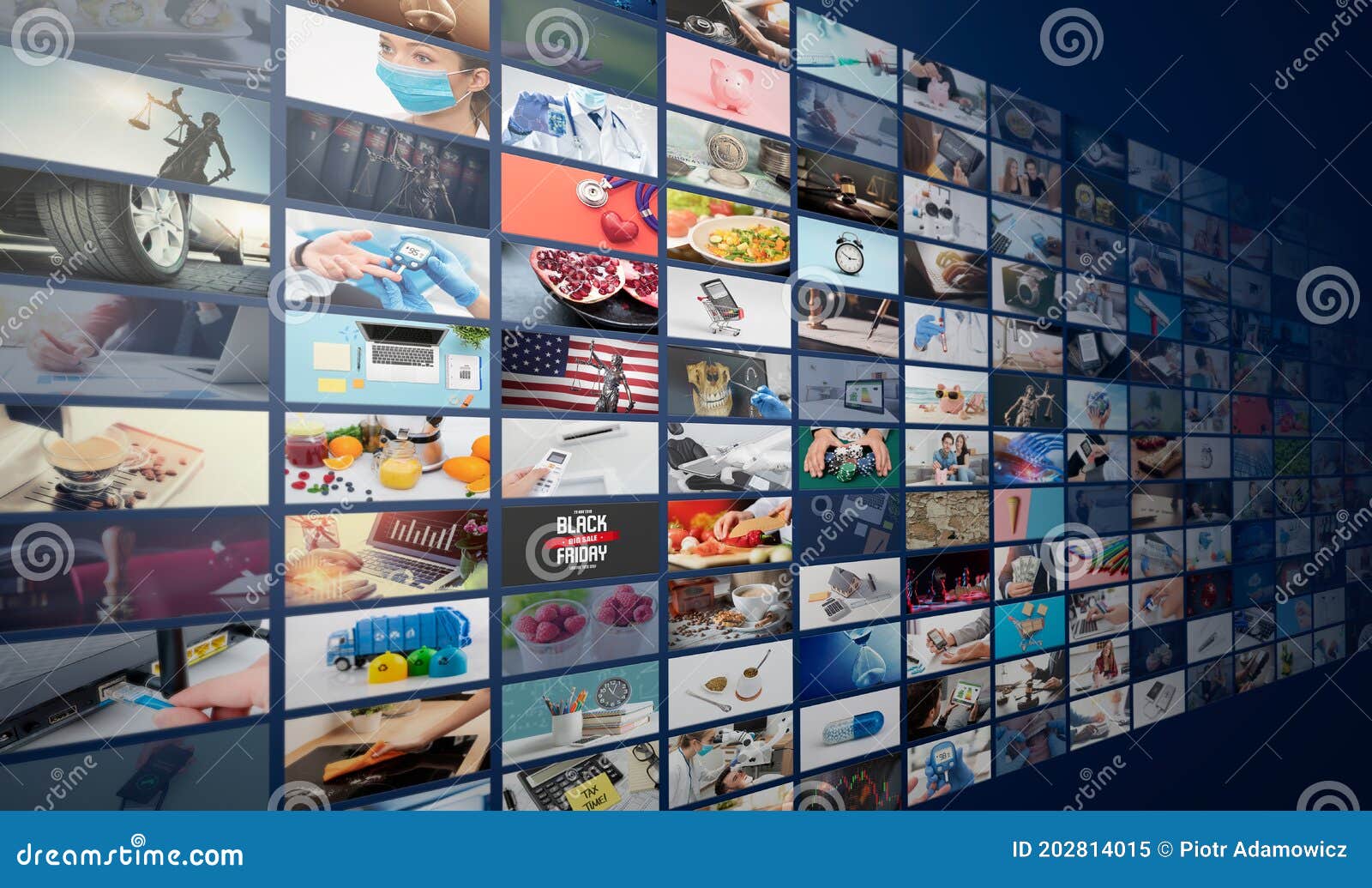 Television Streaming, Multimedia Wall Concept Stock Image - Image of ...