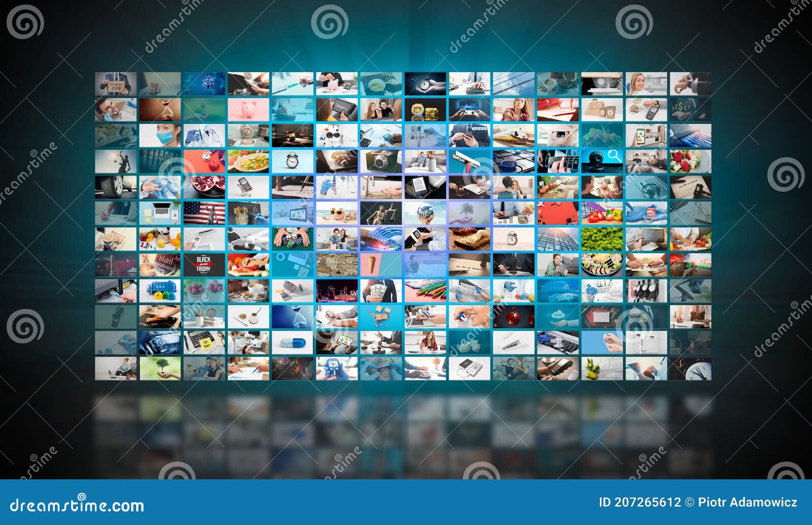 Television Streaming, Multimedia Wall Concept Stock Photo - Image of ...
