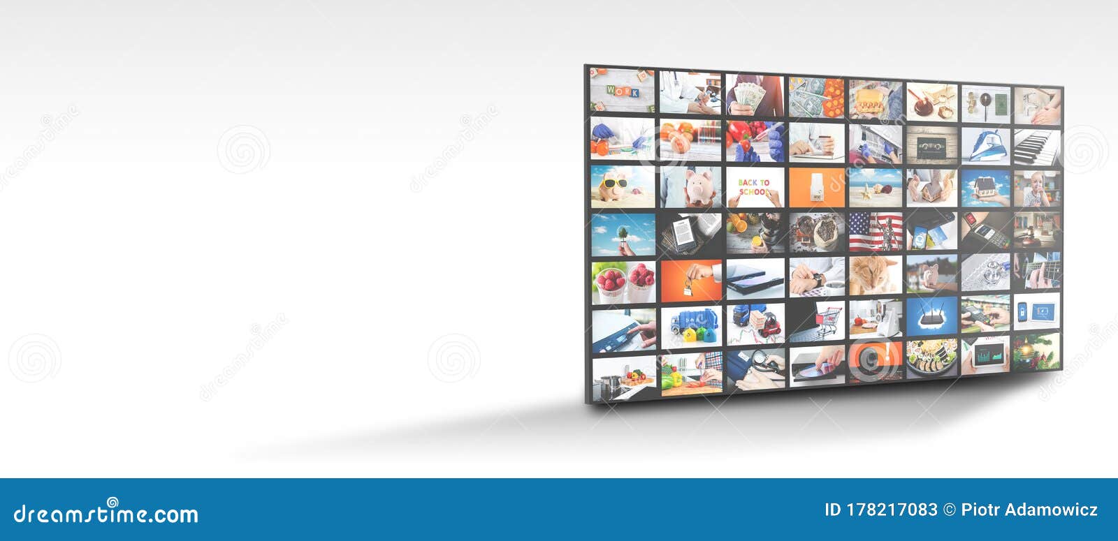 Television Streaming, TV Multimedia Panel Banner Stock Image - Image of ...