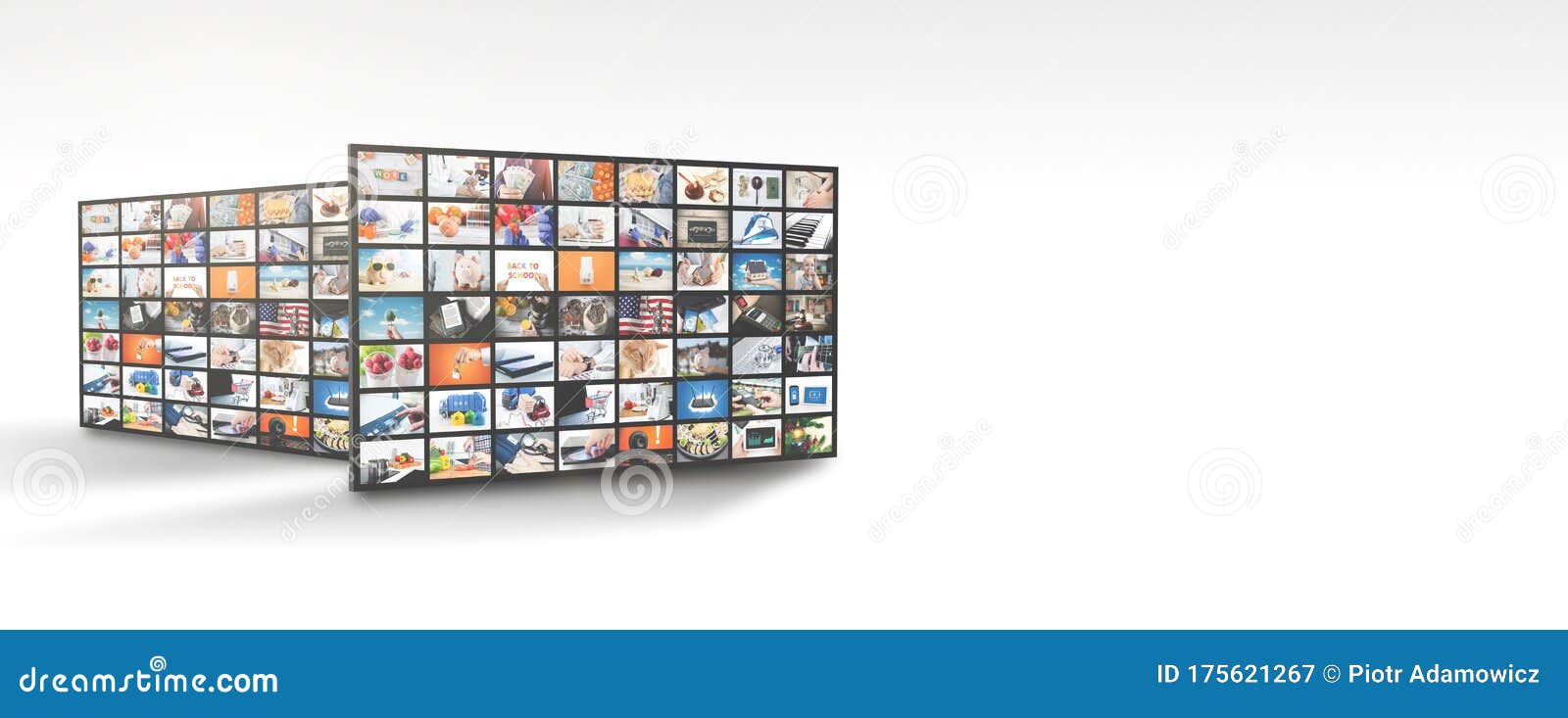 Television Streaming, TV Multimedia Panels Banner Stock Image - Image ...