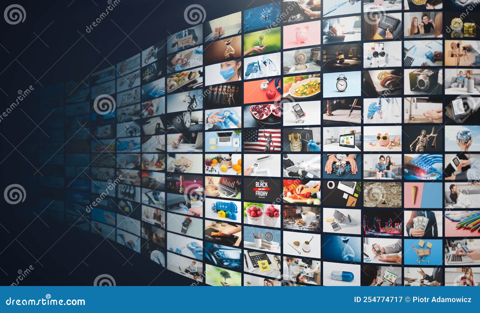 Television Streaming Video, Multimedia Wall Stock Image - Image of ...