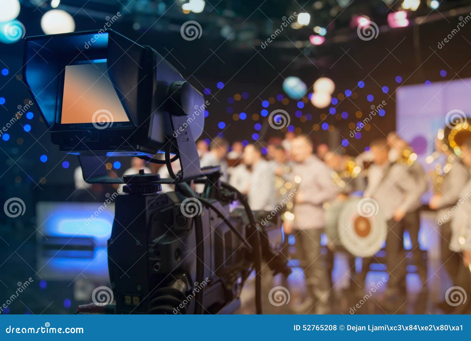Television Studio with Camera and Lights - Recording TV Show Stock ...