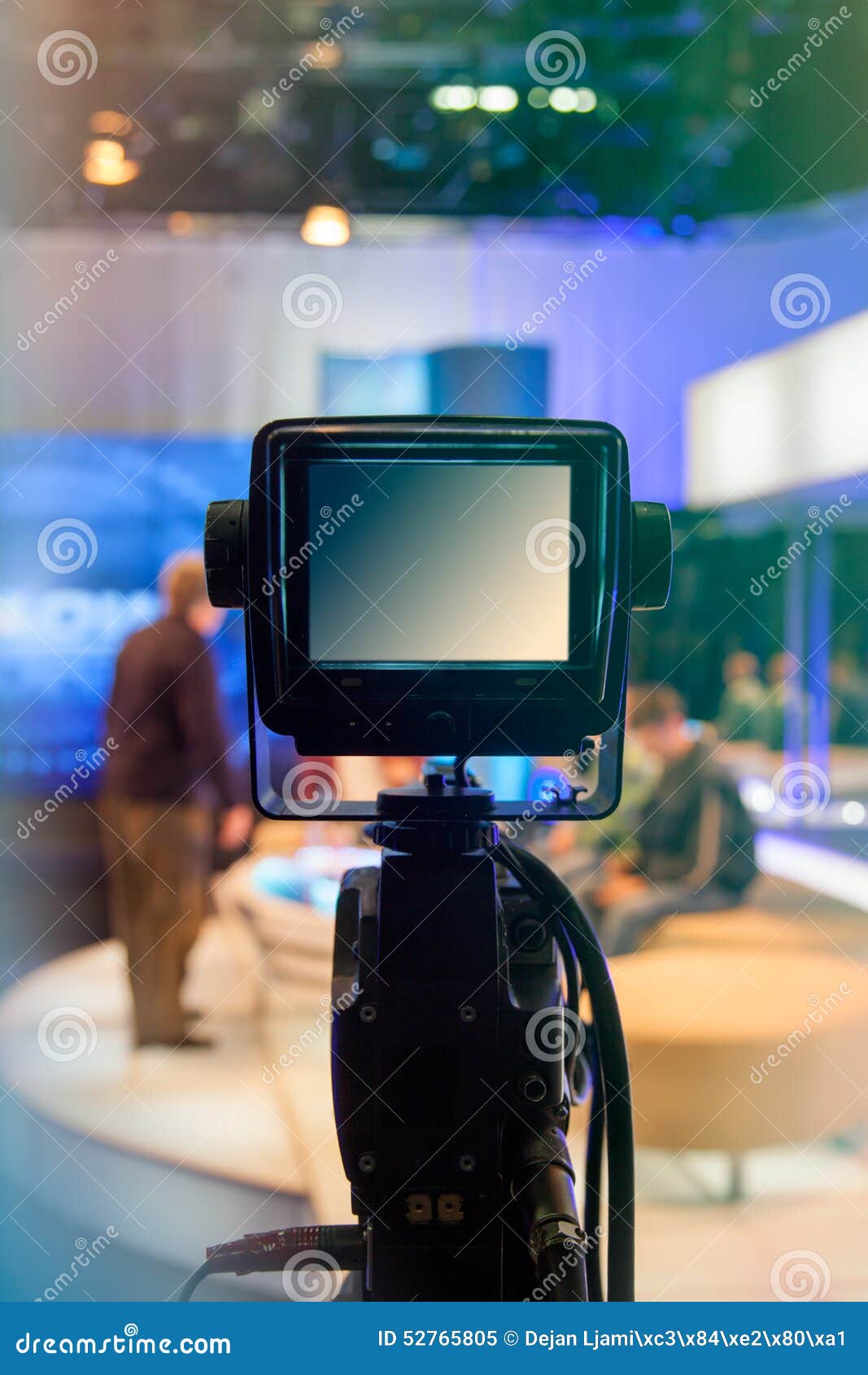 Television Studio with Camera and Lights - Recording TV Show Stock ...