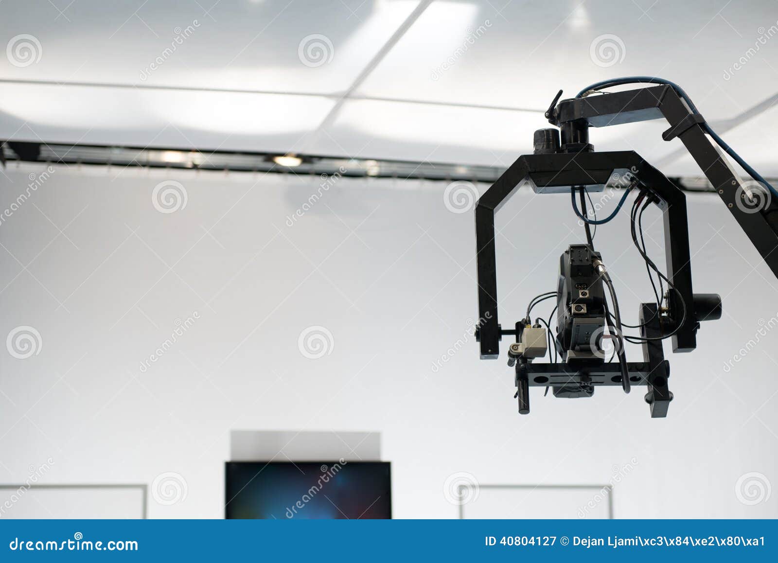 Television Studio with Jib Camera and Lights Stock Image - Image of ...
