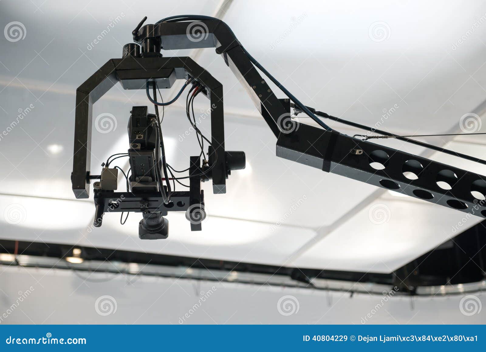 Television Studio with Jib Camera and Lights Stock Image - Image of ...