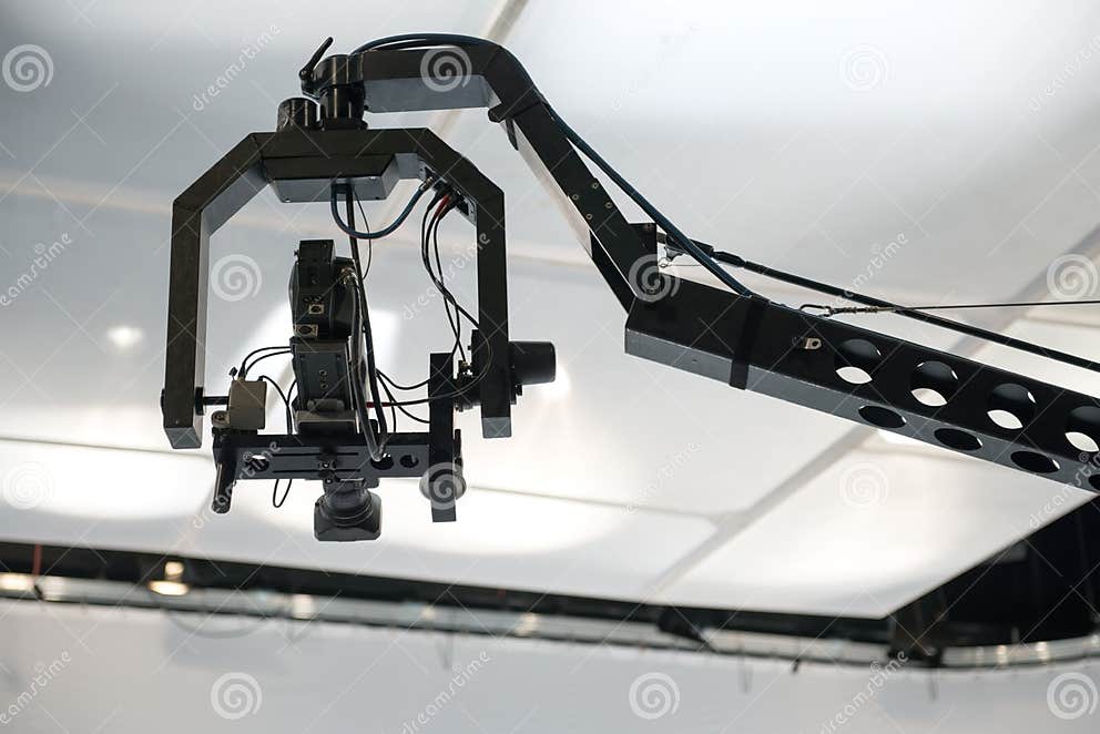 Television Studio with Jib Camera and Lights Stock Image - Image of ...