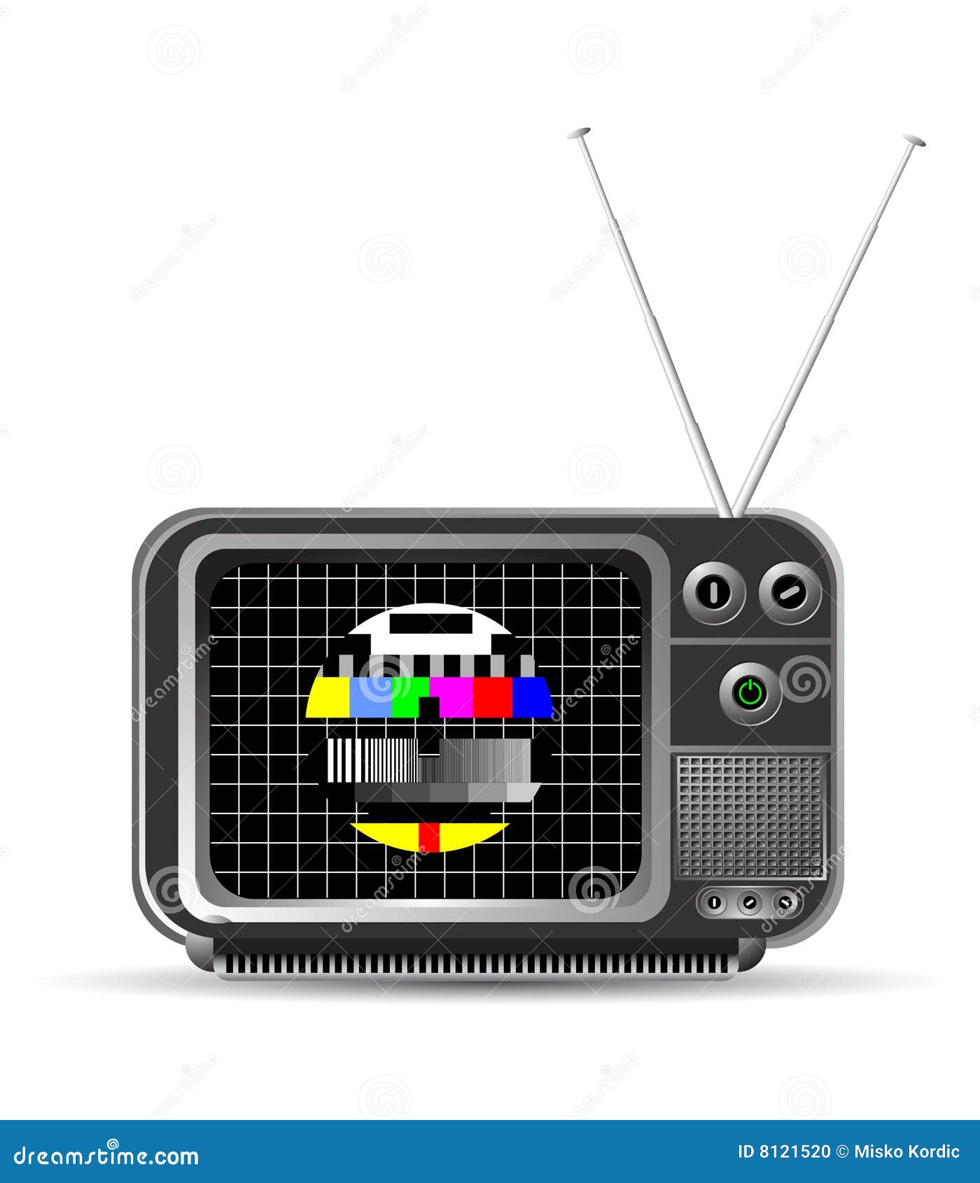 Old Tv Test Screen. Retro No Channel Signal Screensaver Cartoon Vector ...
