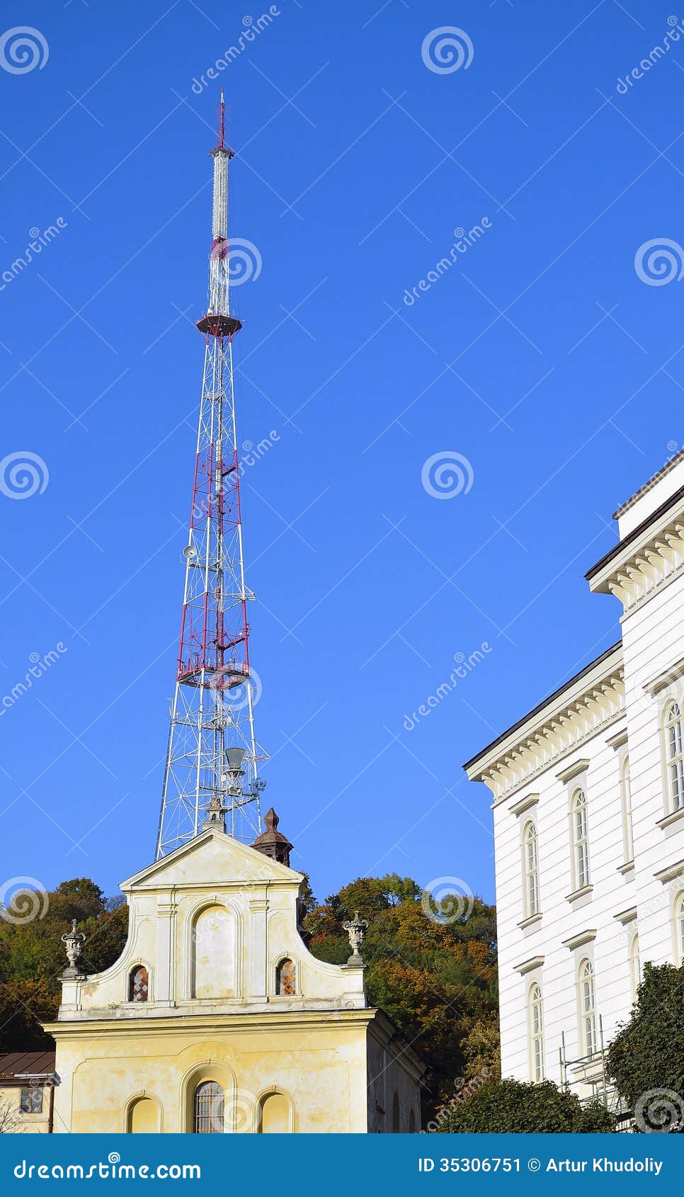 Television Tower in the Middle of City Stock Image - Image of assembler ...