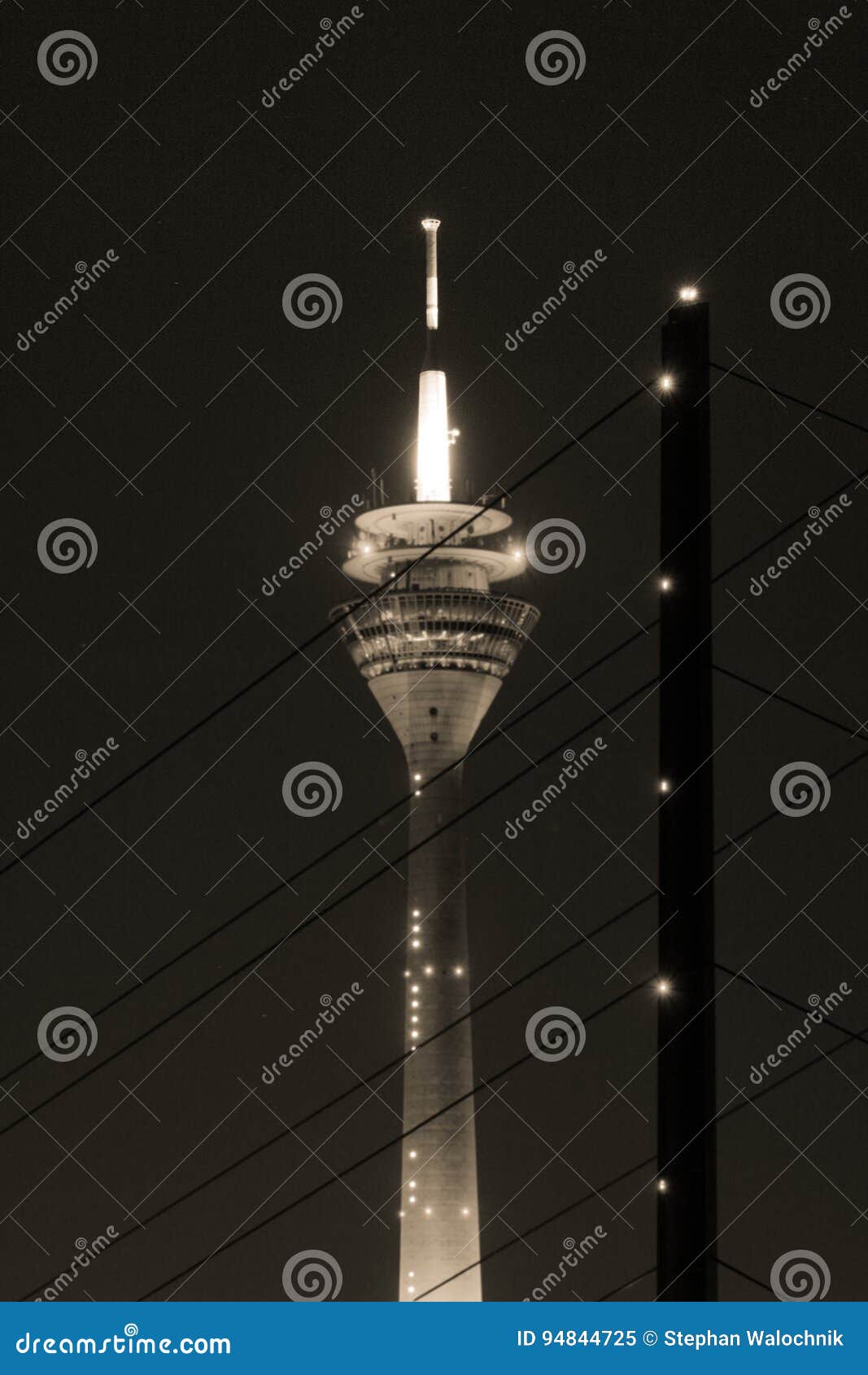 Television tower at night stock image. Image of building - 94844725