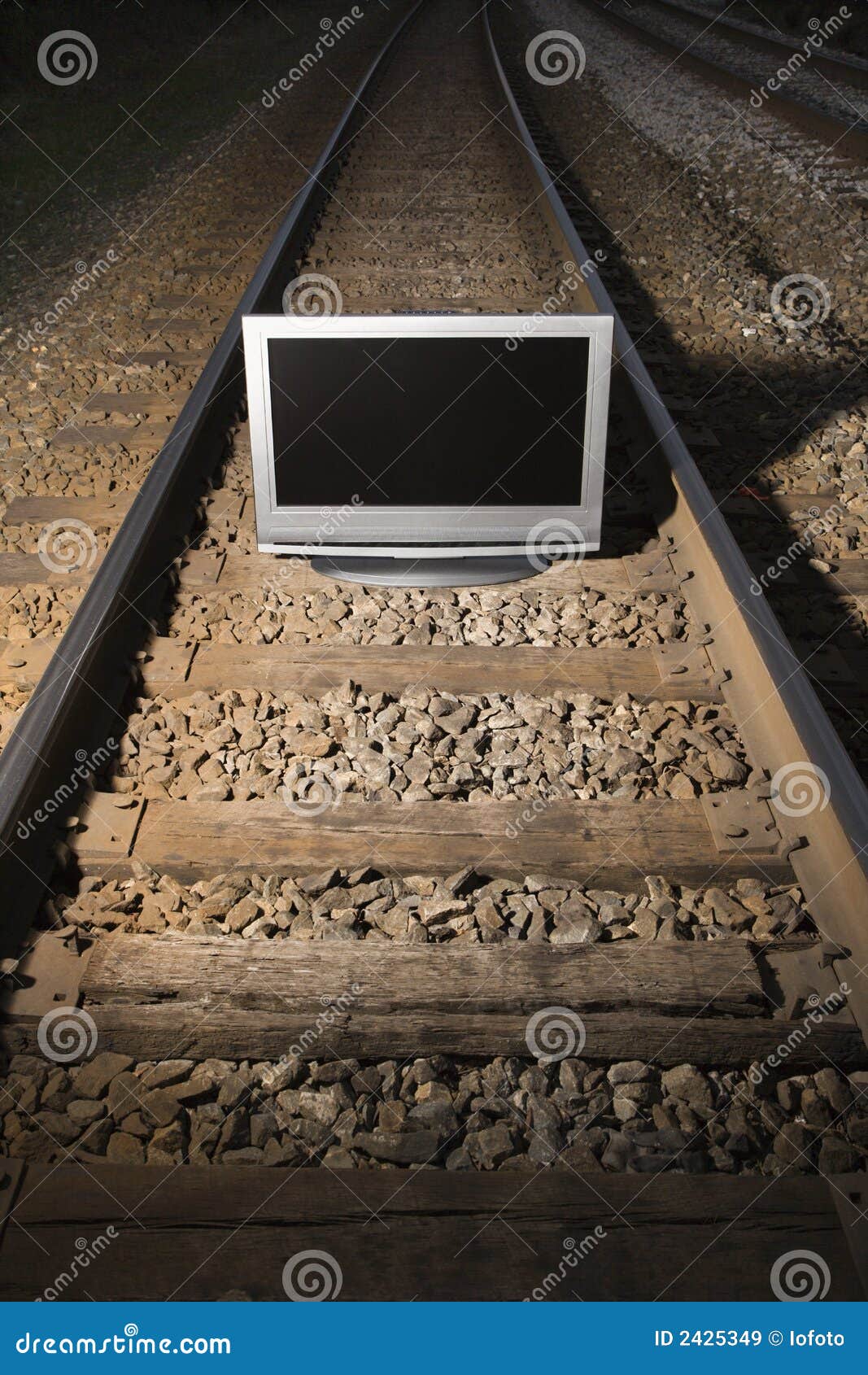 Television on Train Tracks. Stock Image - Image of flat, monitor: 2425349