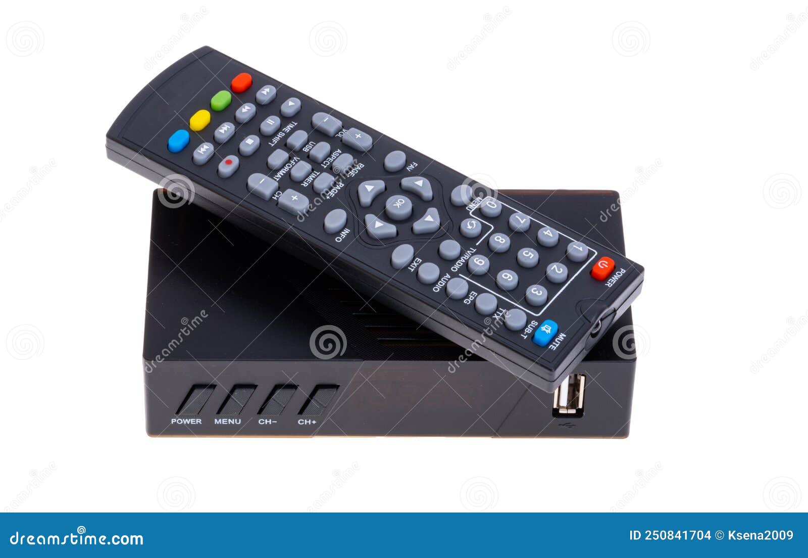 Television Tuner with Remote Control Isolated Stock Photo - Image of ...