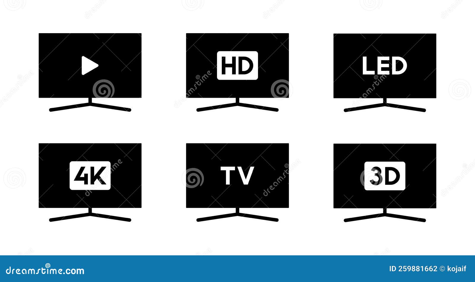 Television Vector Icon Set. Smart TV Symbol, Vector Illustration Stock ...