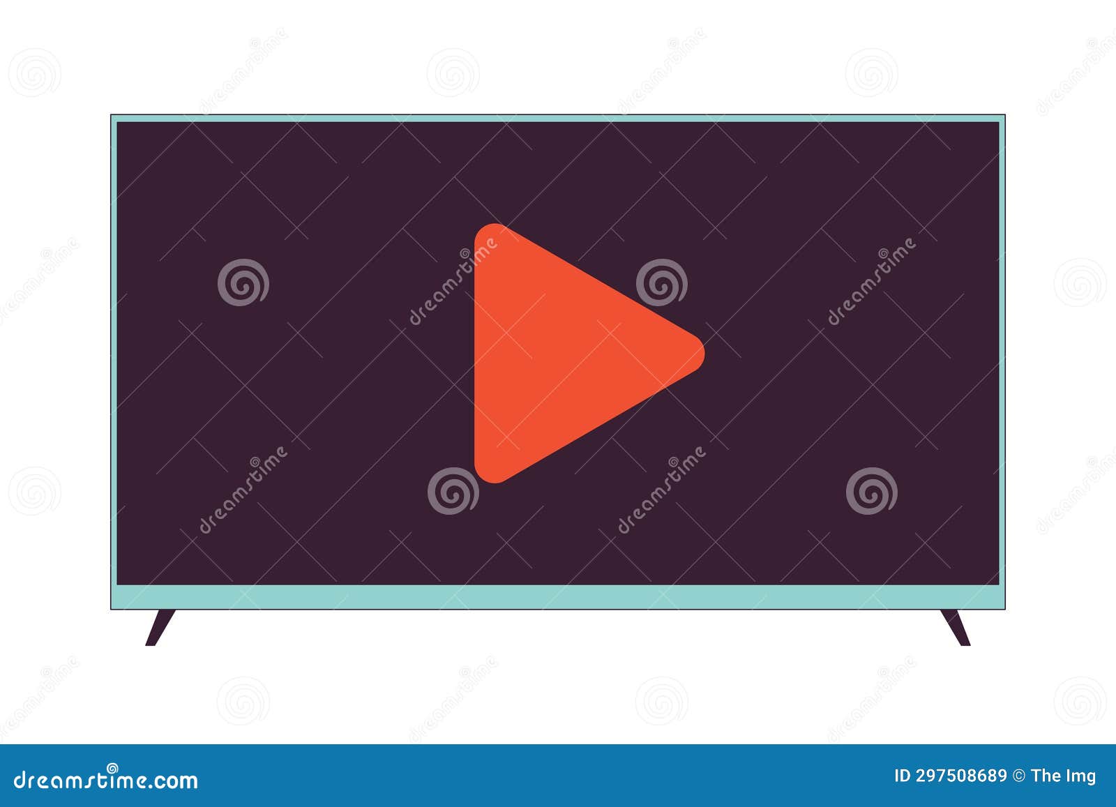 Television with Video Player 2D Linear Cartoon Object Stock ...