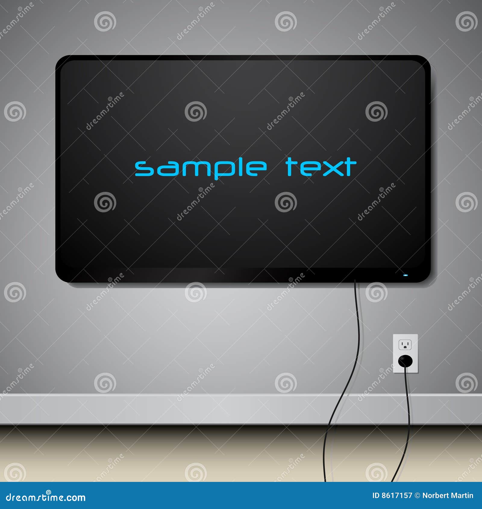 Television on the wall stock vector. Illustration of monitor - 8617157