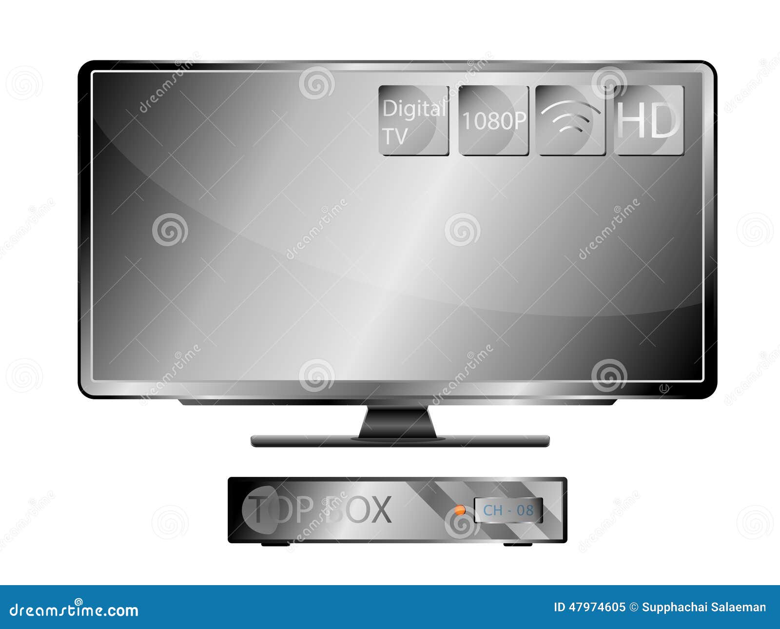 Television Widescreen and Top Box Stock Vector - Illustration of play ...