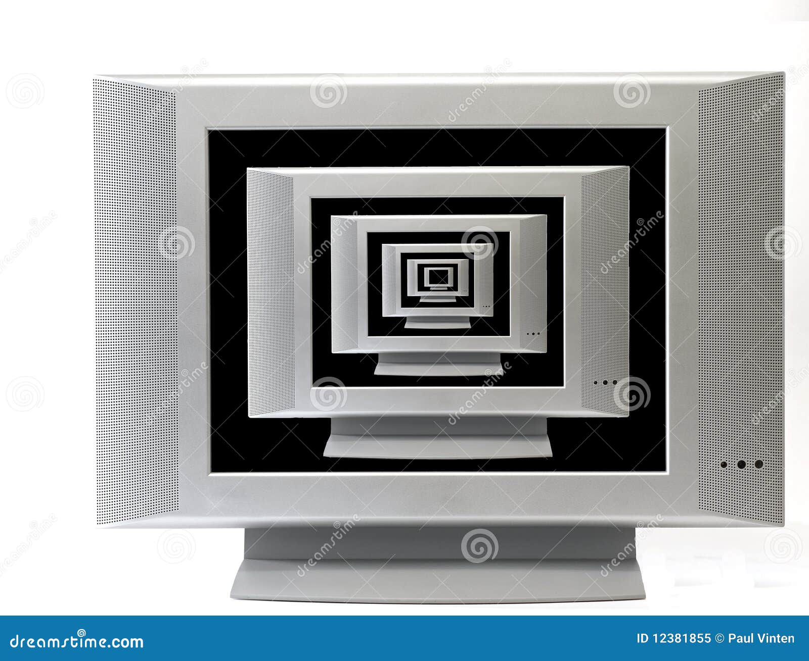 Televisions to infinity stock image. Image of tunnel - 12381855