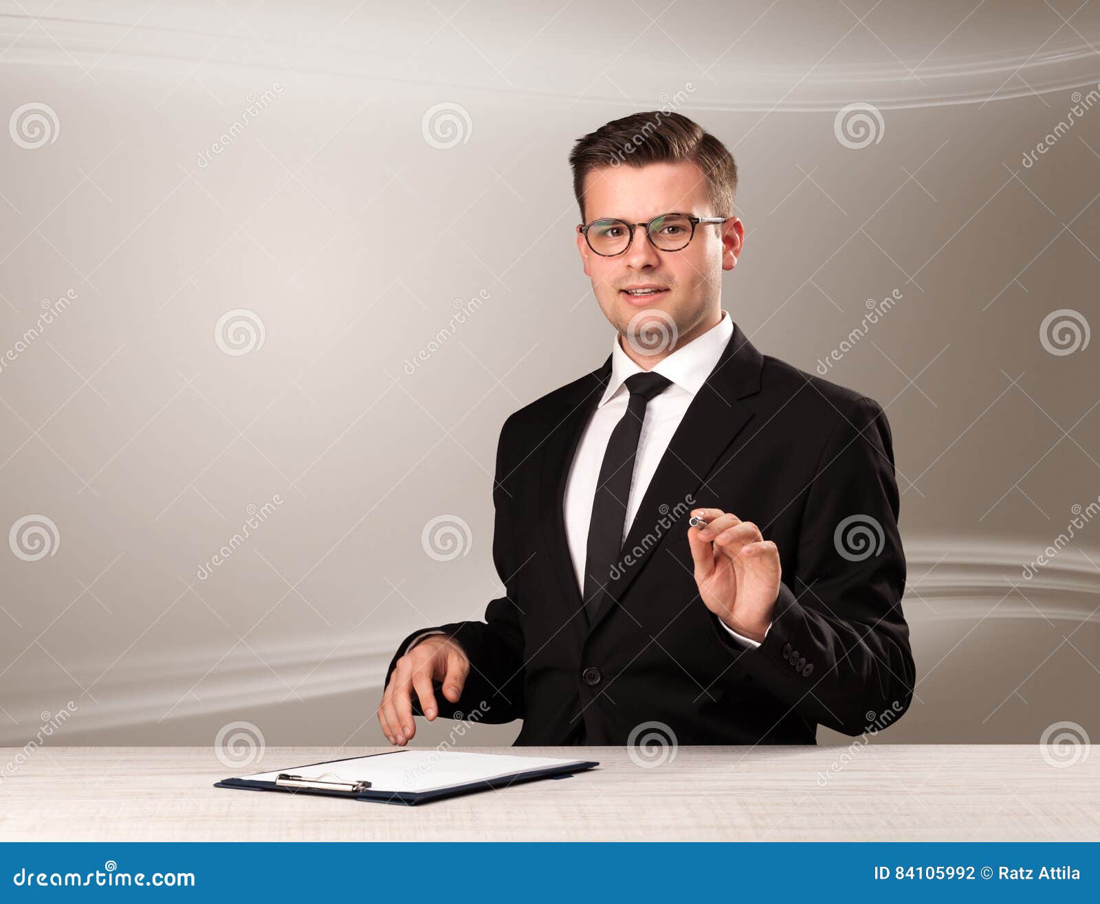 Televison Host in Live Show with Blank Background Stock Photo - Image ...