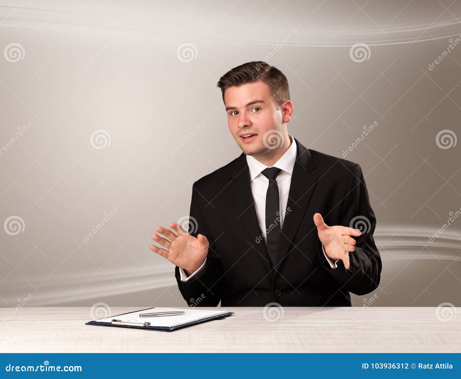 Televison Host in Live Show with Blank Background Stock Photo - Image ...