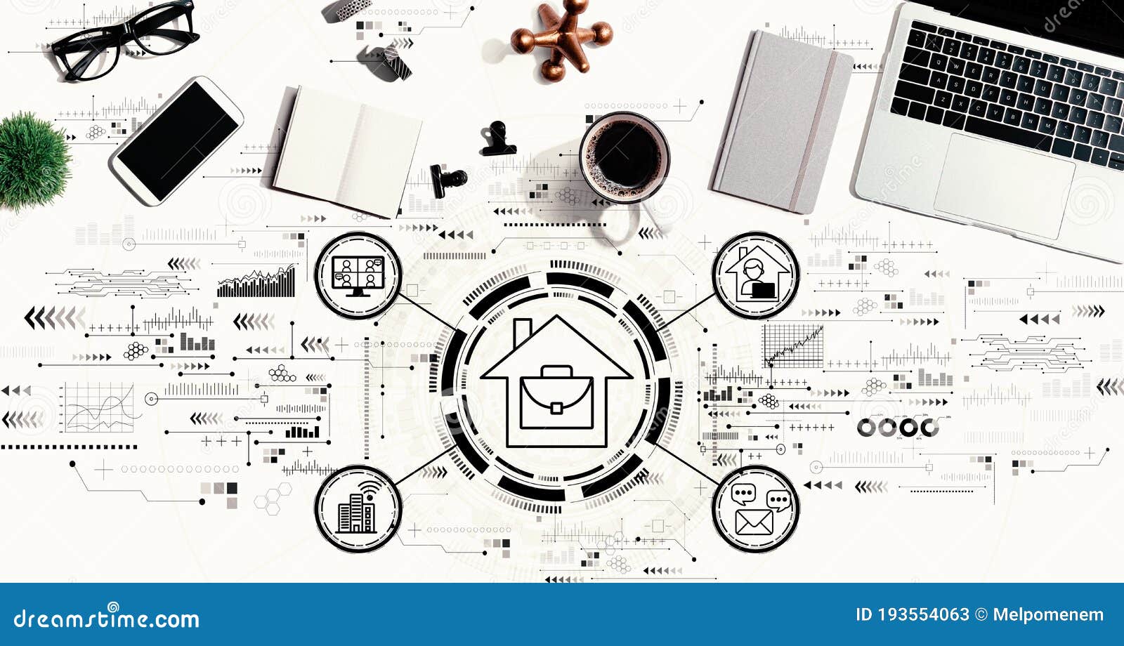 Telework Theme With Downtown Skyline Royalty-Free Stock Image ...