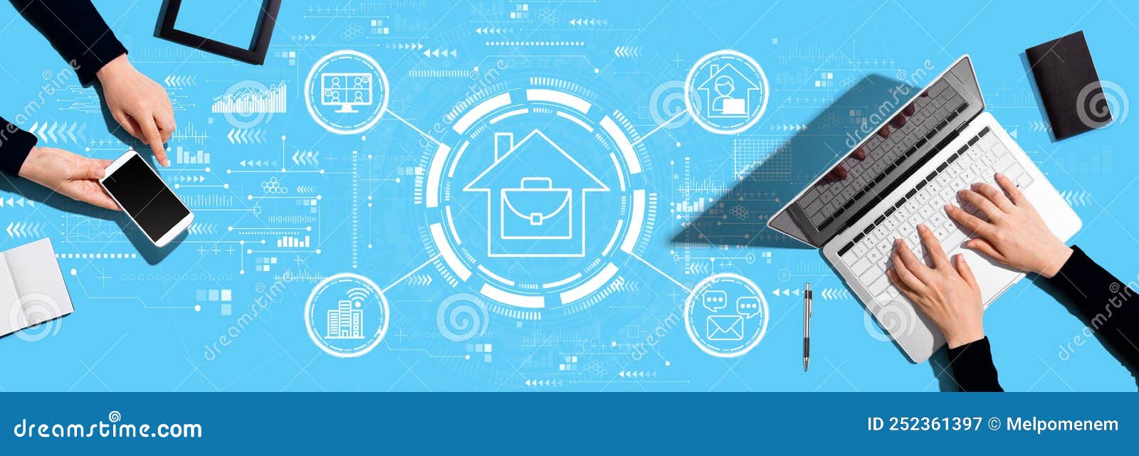 Telework Theme with People Working Together Stock Image - Image of ...