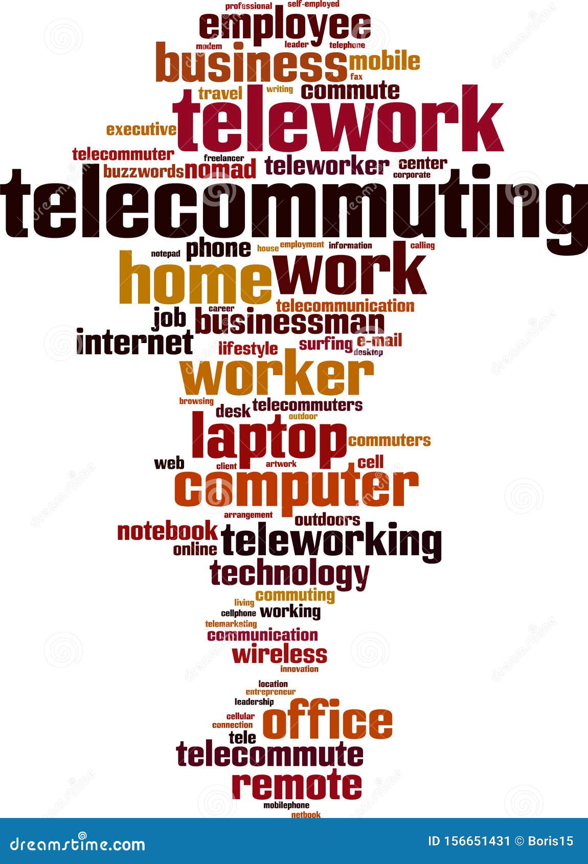Telework word cloud stock vector. Illustration of business - 156651431