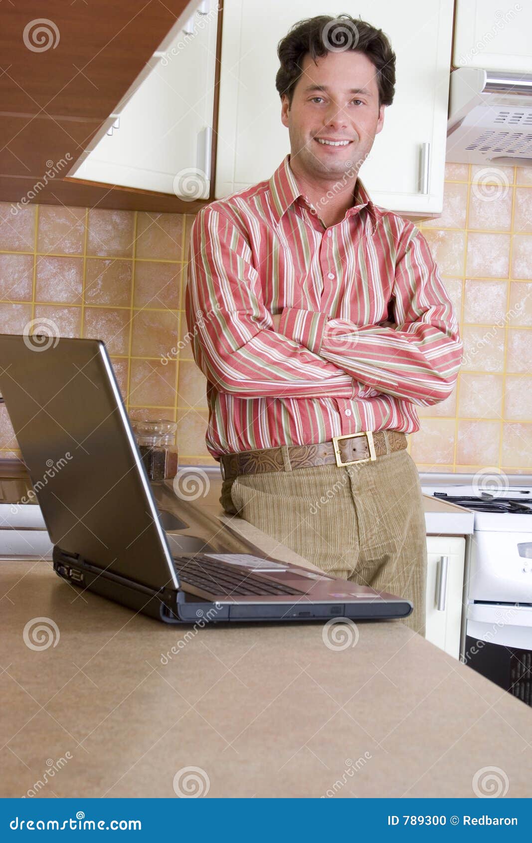Telework - Working Home in the Kitchen Stock Photo - Image of people ...