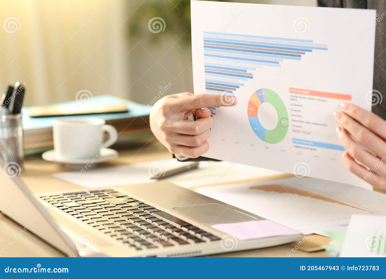 Teleworker Showing Chart on Video Call Using Laptop Stock Image - Image ...