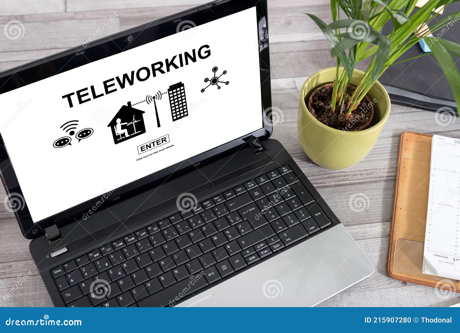 Teleworking Concept on a Laptop Stock Photo - Image of solution, office ...