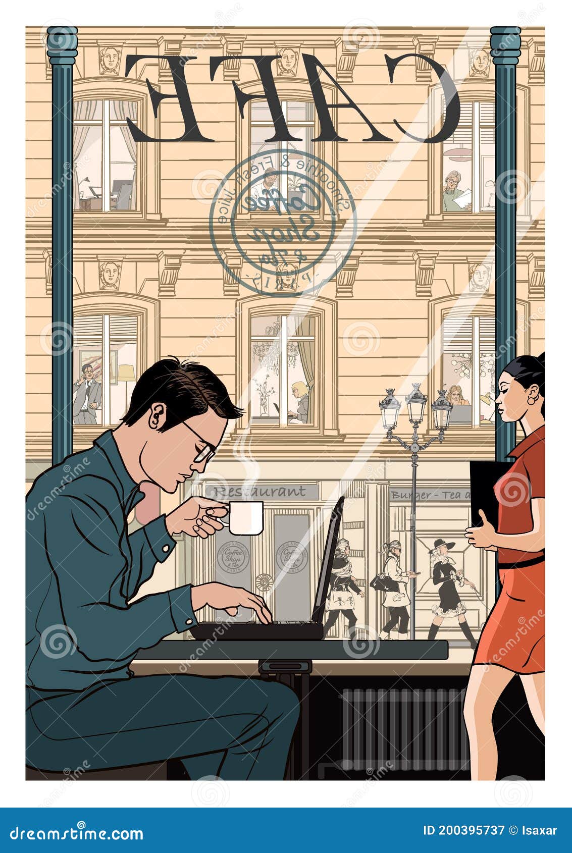 Teleworking, Coworking, Working from Home Stock Vector - Illustration ...